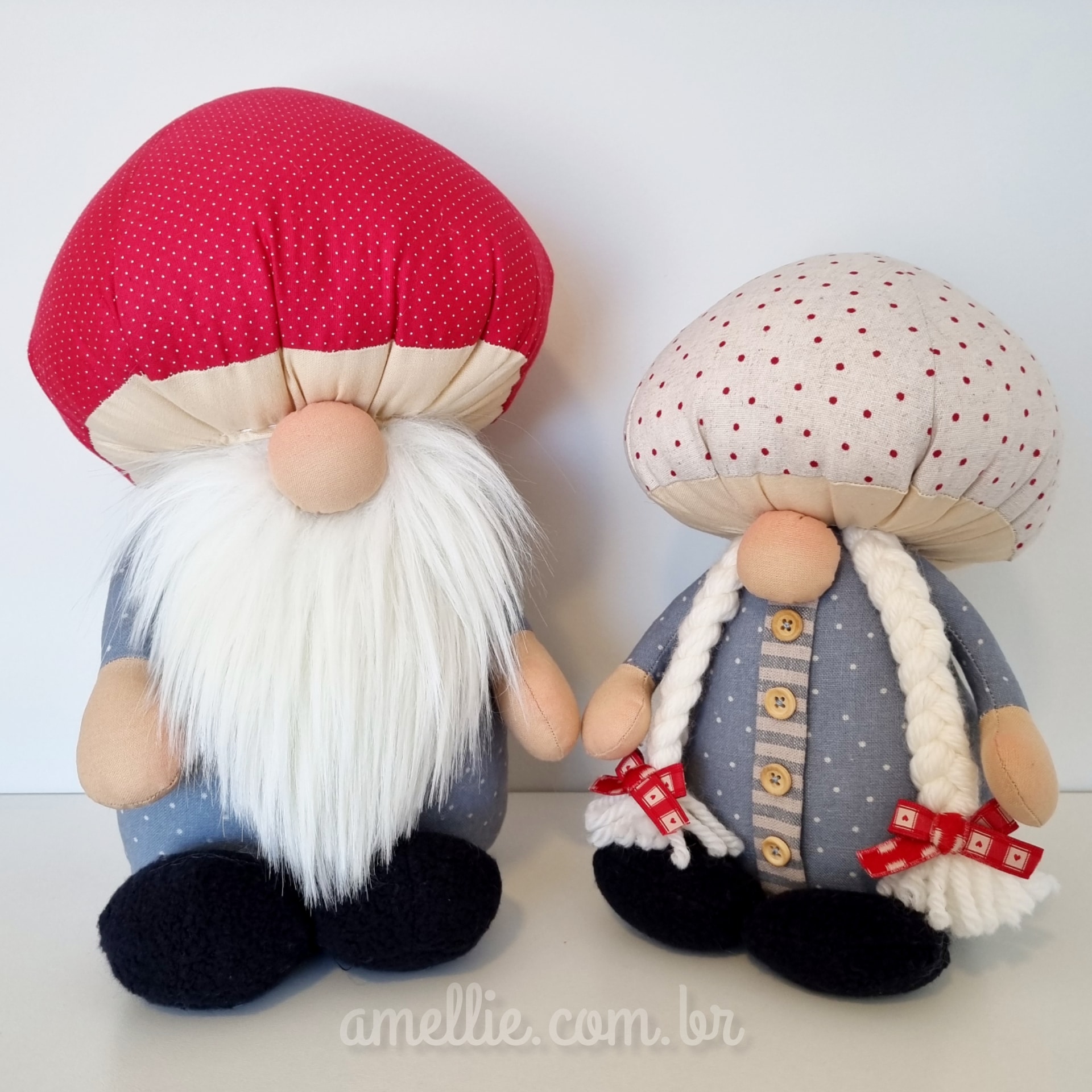 Projeto Digital PDF: Molde Gnomos Cogumelos - Amellie