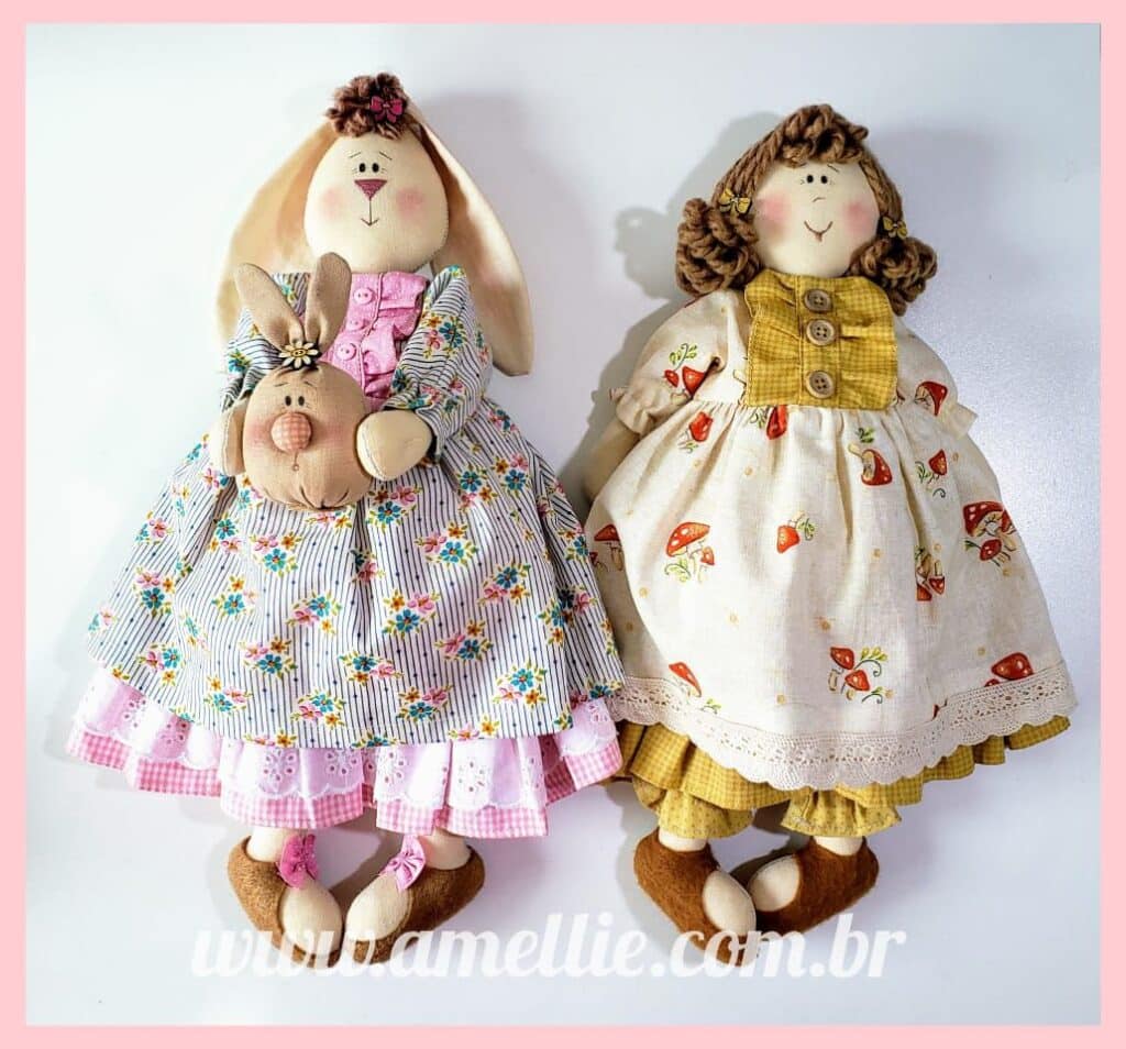 Projeto Digital PDF: Molde Boneca e Coelha Lele - Amellie
